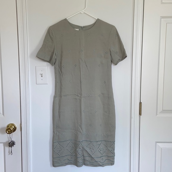 Talbots | Dresses | Talbots Green Linen Blend Short Sleeve Dress Dusty ...